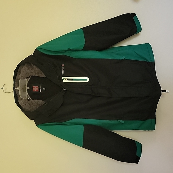 Swiss Tech | Jackets & Coats | Swiss Tech Black Green Hooded Jacket L ...